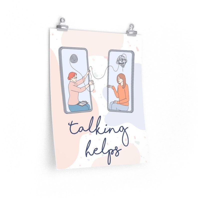 Talking Helps Therapy Wall Art Therapy Office Decor Therapy Gift Mental ...