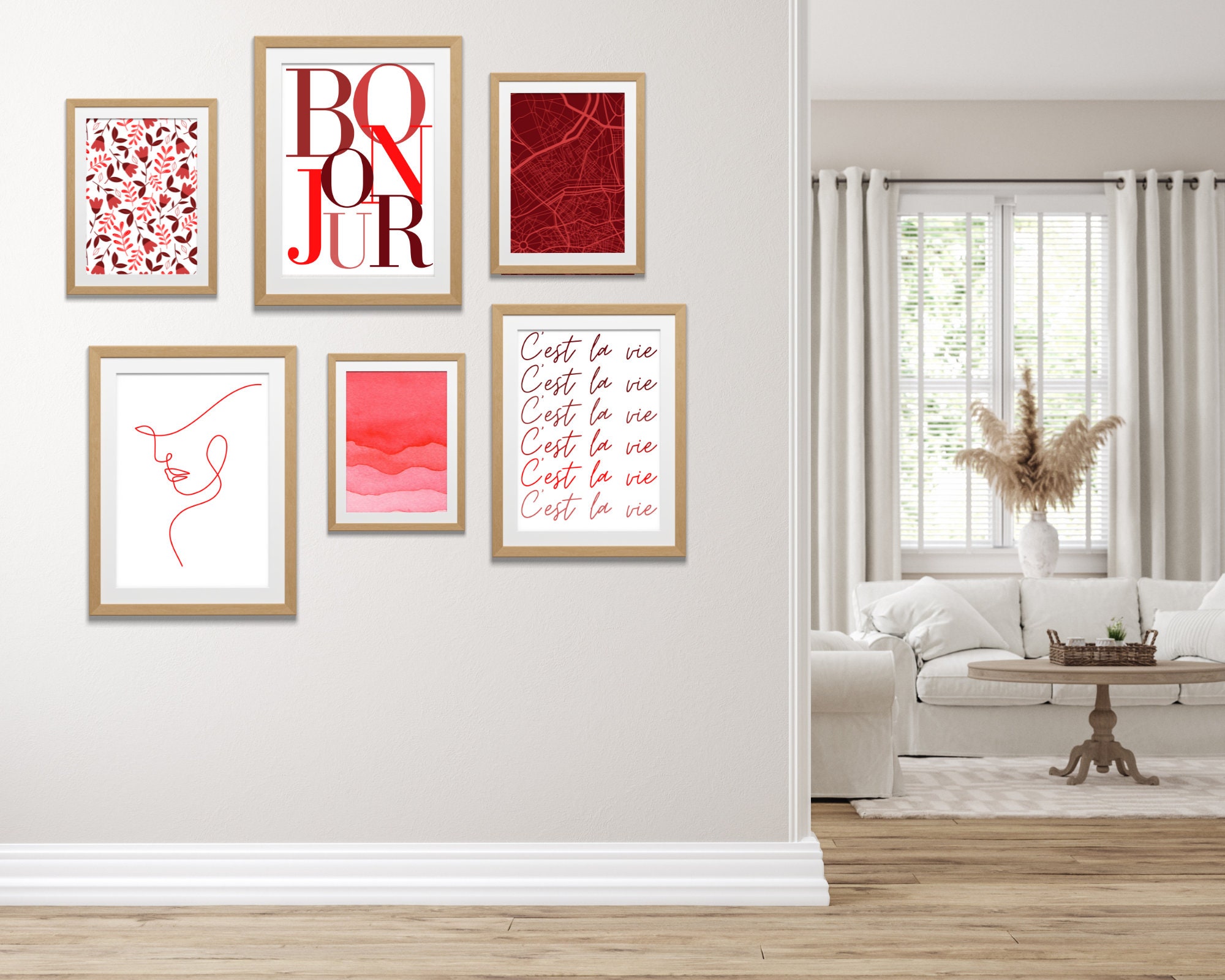 Red Gallery Wall Art Set of 6 Prints Printable Art - Etsy