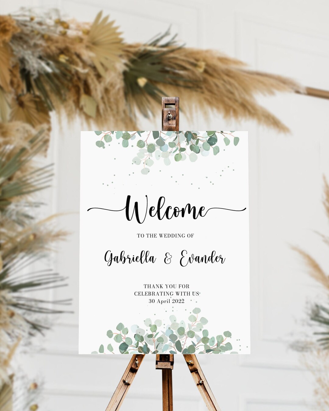Editable Welcome Sign Eucalyptus Greenery Welcome Sign - Etsy