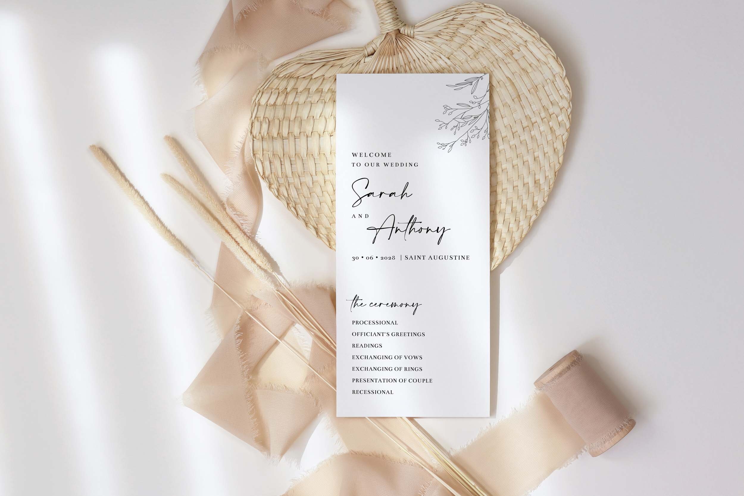 Minimalist Wedding Program Template Custom Minimal Ceremony - Etsy