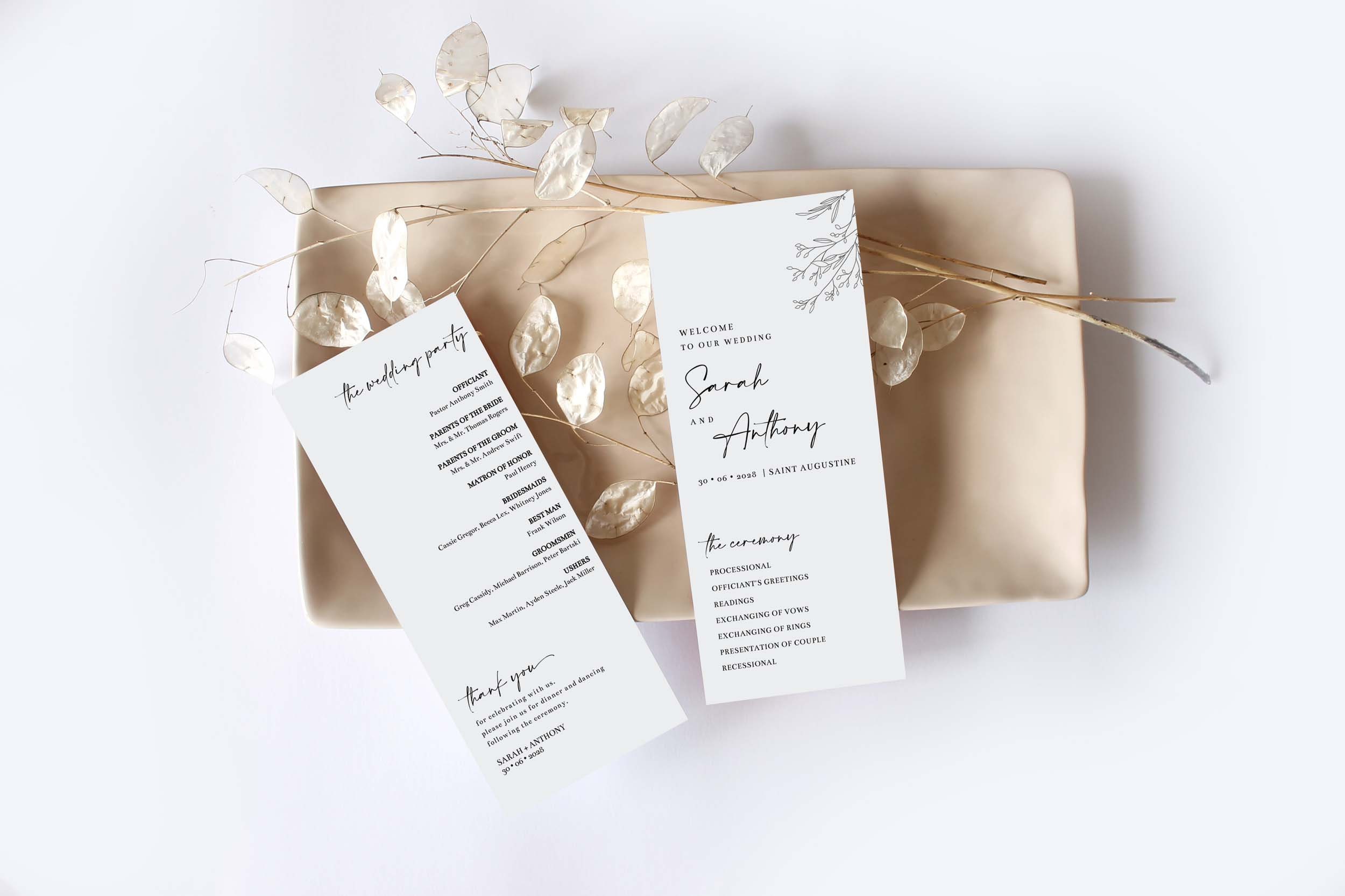 Minimalist Wedding Program Template Custom Minimal Ceremony - Etsy