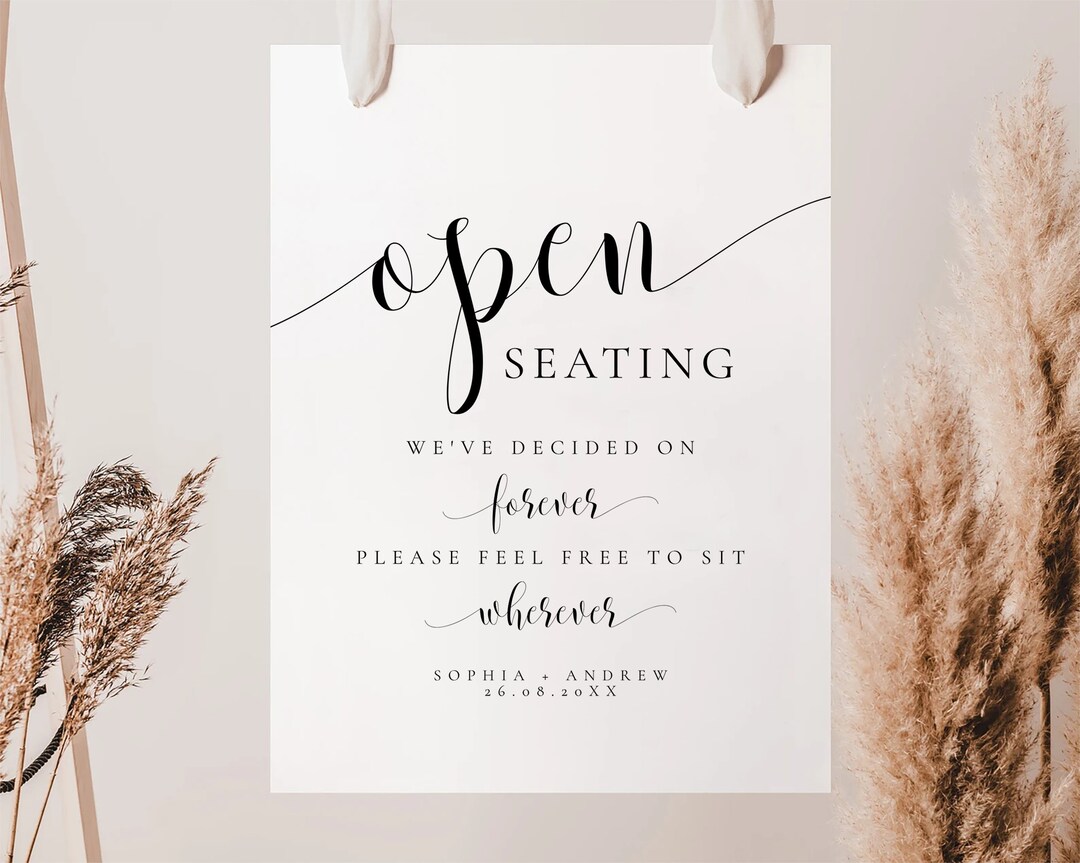 Open Seating Sign Template Printable Open Seating Sign No - Etsy