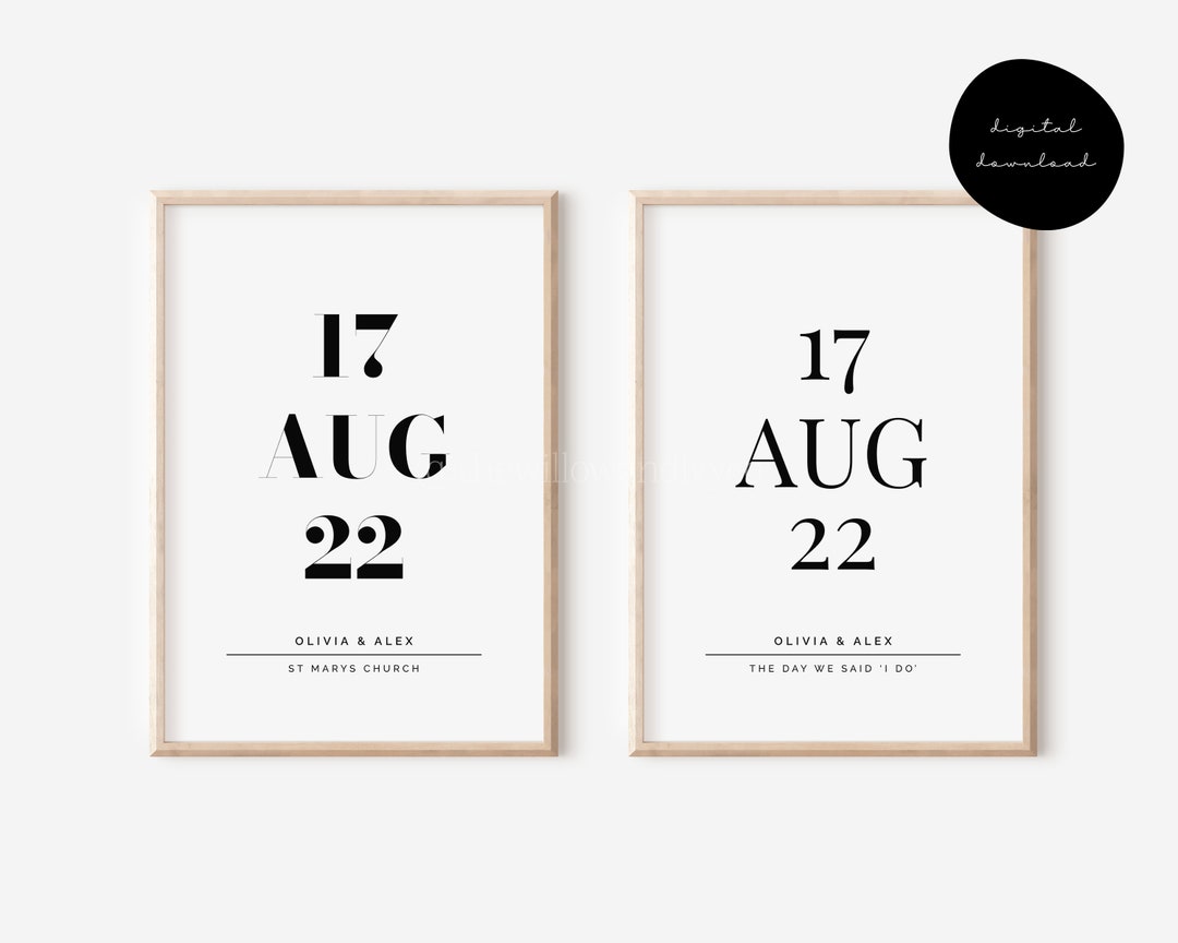 A3 / A4 / A5 PERSONALISED Wedding Day Date Names 'I Do' Gift Printable ...