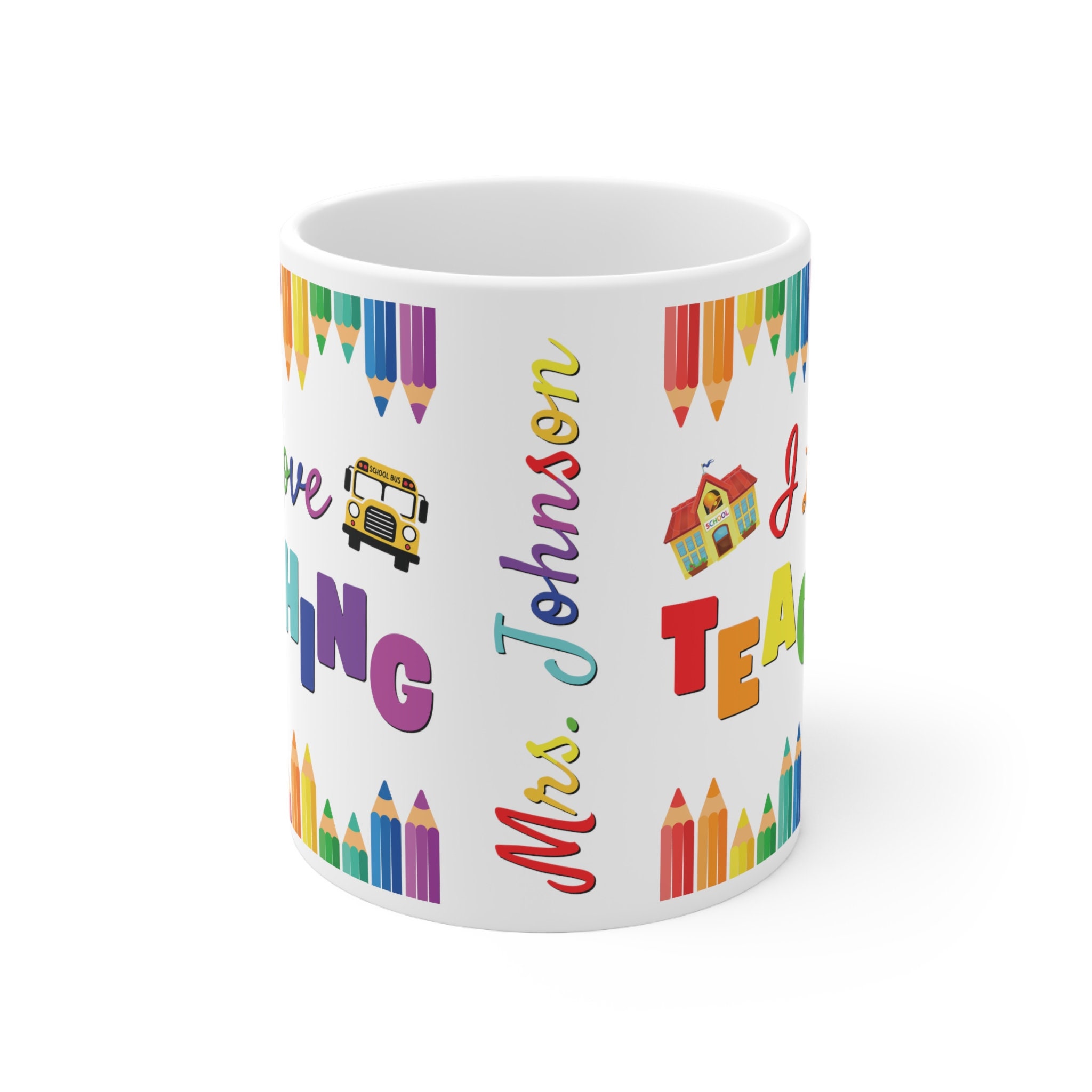 Customizable Teacher Mug Cute Coffee Cup I Love Teaching Mug Teacher ...