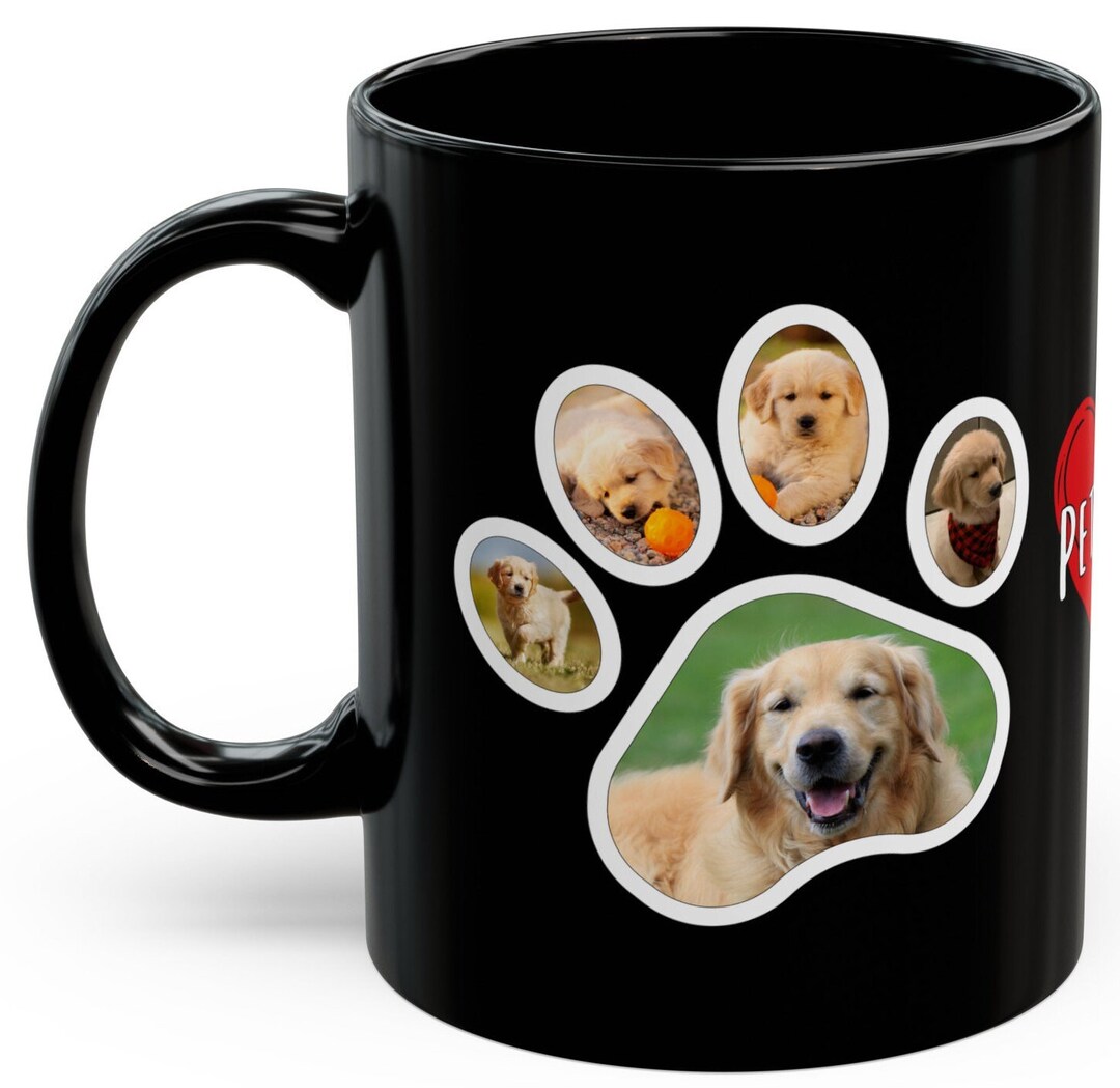 Customizable Pet Paw Print Photo Collage Coffee Mug With Name of Your ...
