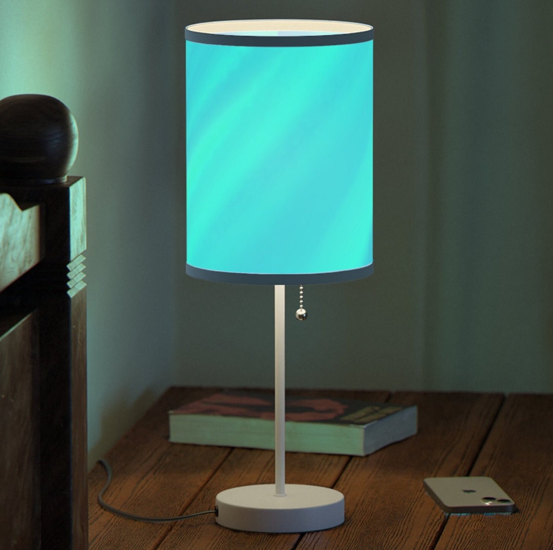 Modern Art Lamp Paint Blend Colorful Blue and Light Blue Table Lamp on ...