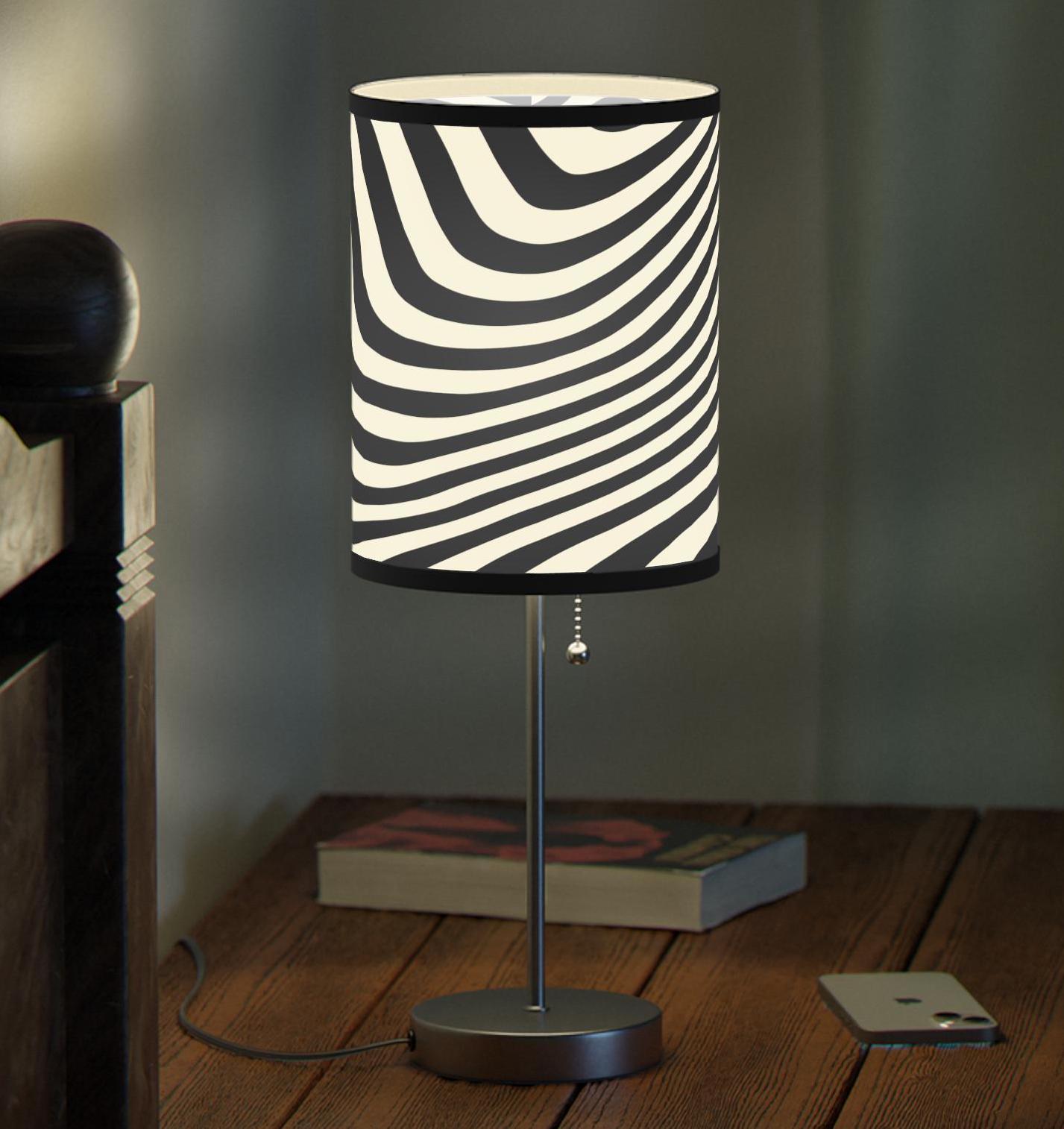 Wavy Black and White Lines Cute Desk Lamp Small Table Lamp - Etsy