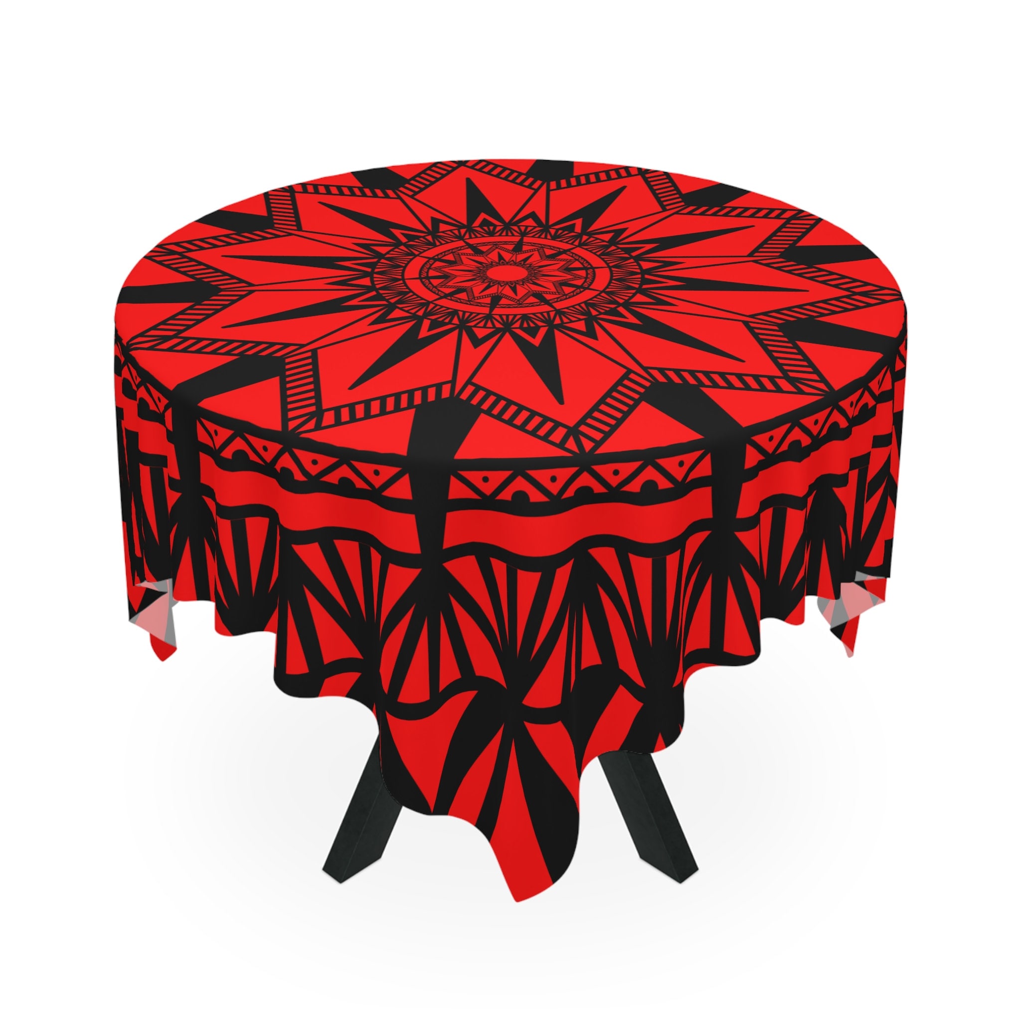 Red and Black Starburst Mandala Modern Design Tablecloth - Etsy