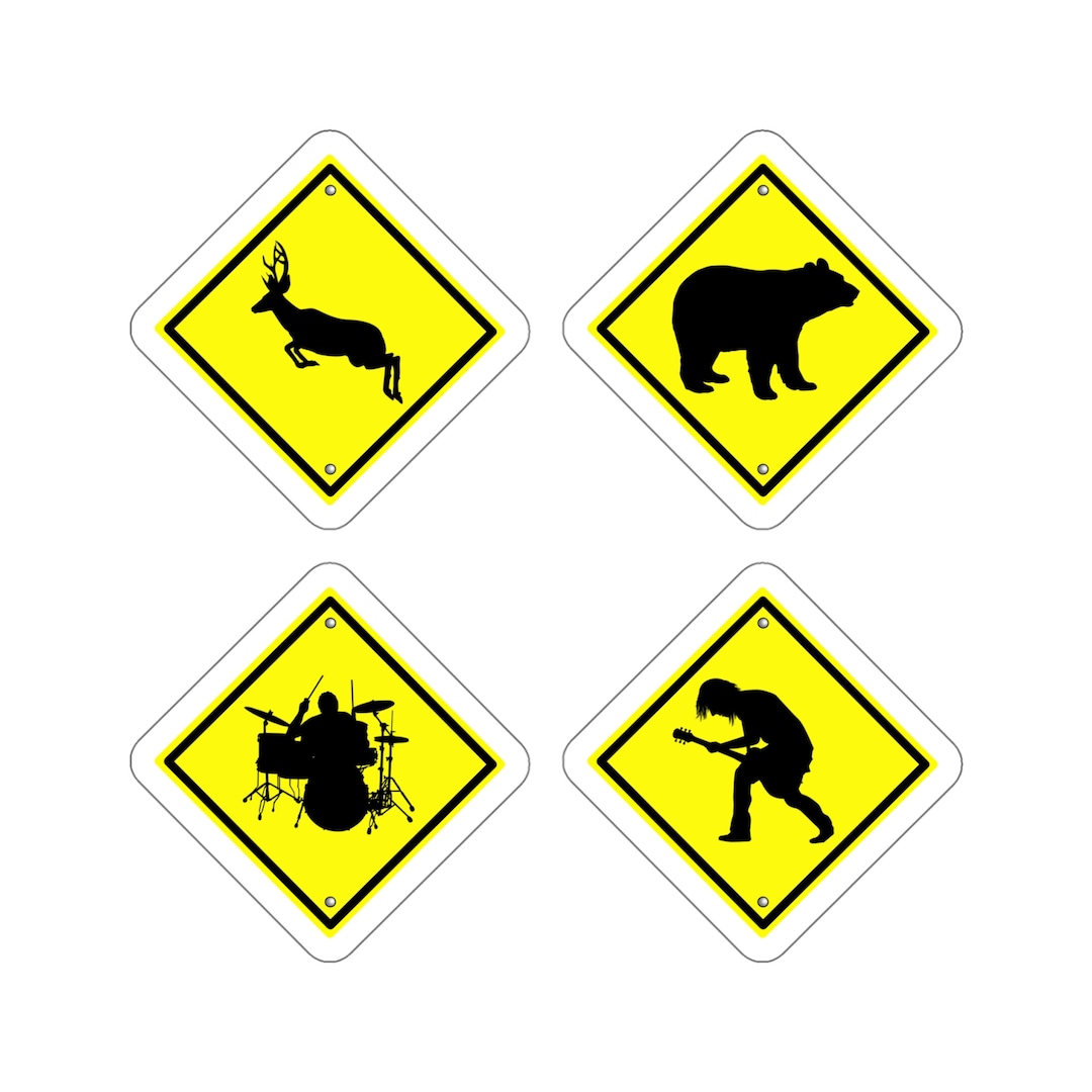 Caution Sign Stickers Multi-pack Caution Deer Sticker Caution Bear ...