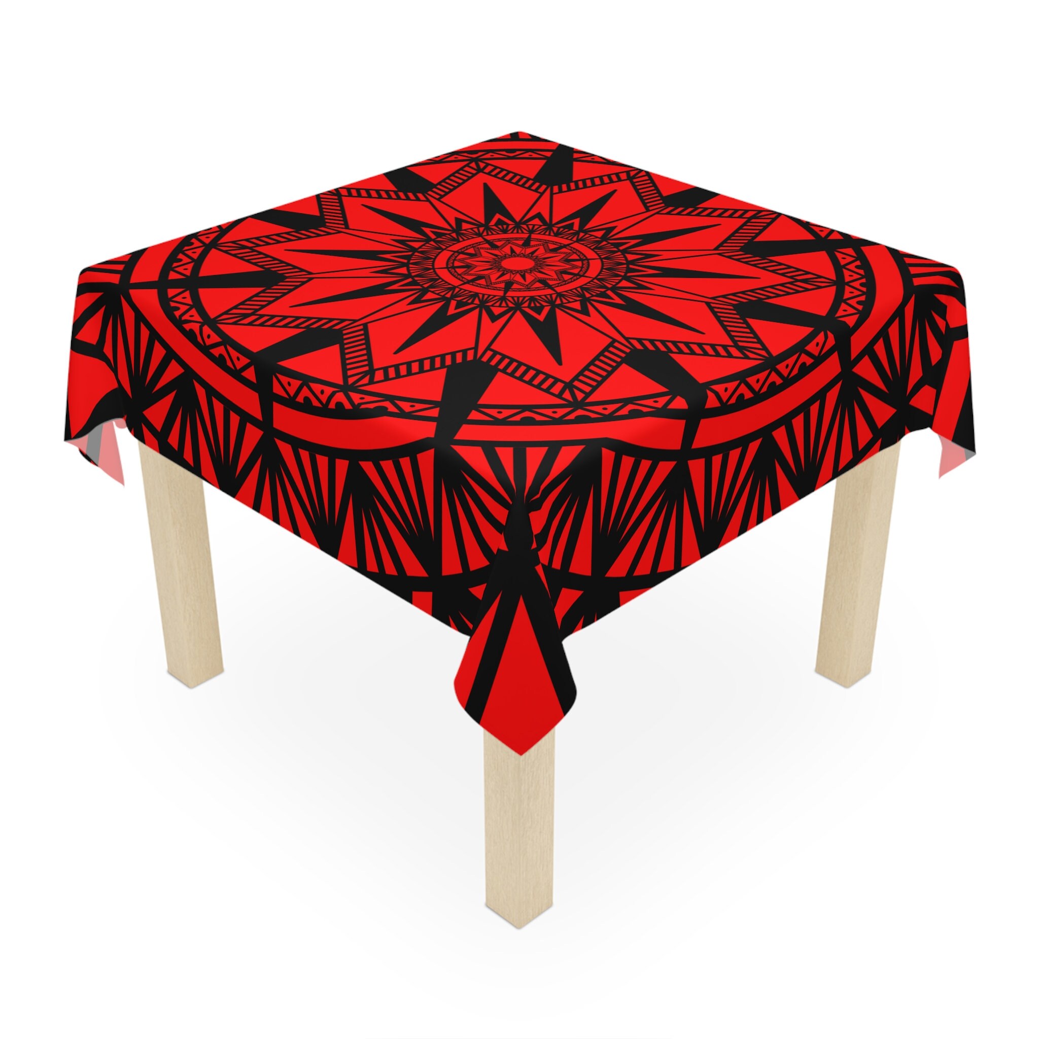Red and Black Starburst Mandala Modern Design Tablecloth - Etsy