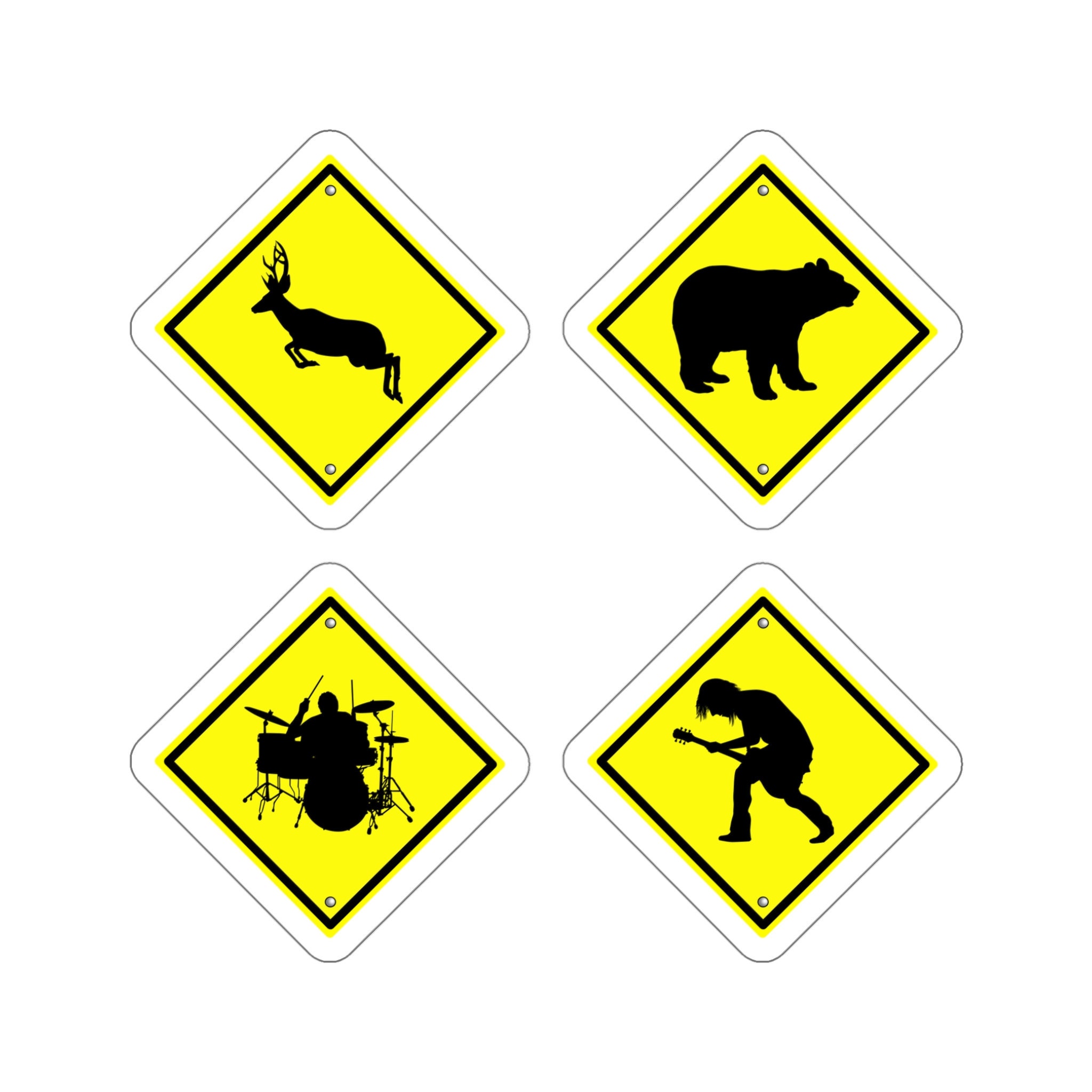 Caution Sign Stickers Multi-pack Caution Deer Sticker Caution Bear ...