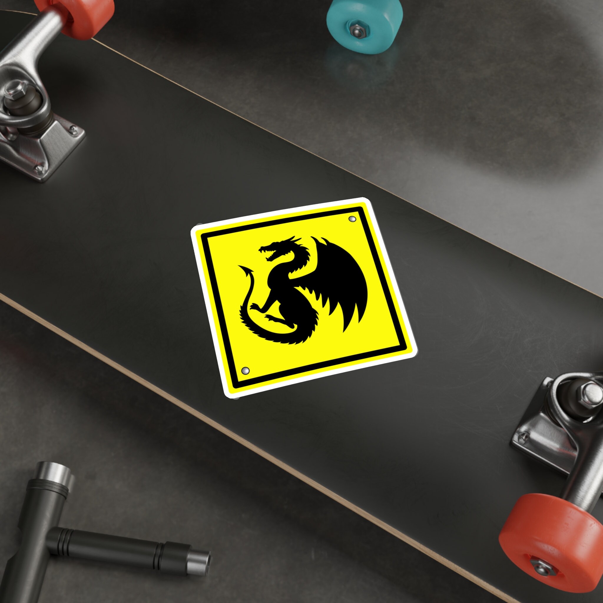 Beware of Dragon Caution Dragon Crossing Caution Sign Die-cut Sticker ...