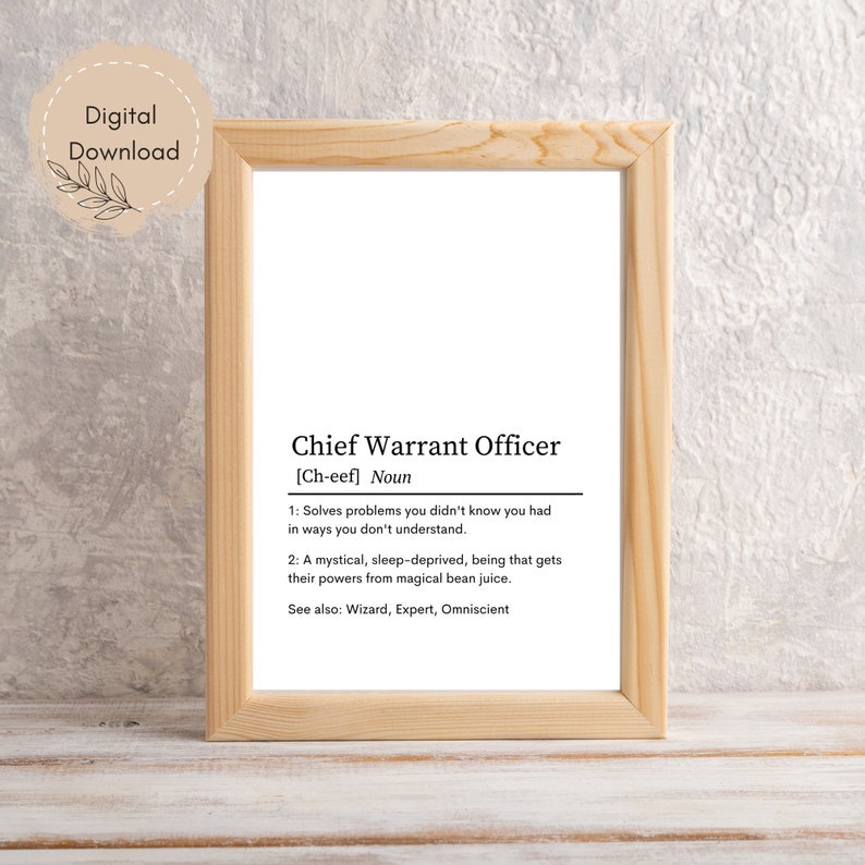 Chief Warrant Officer Definition Wall Art. Digital Printable Wall Art ...