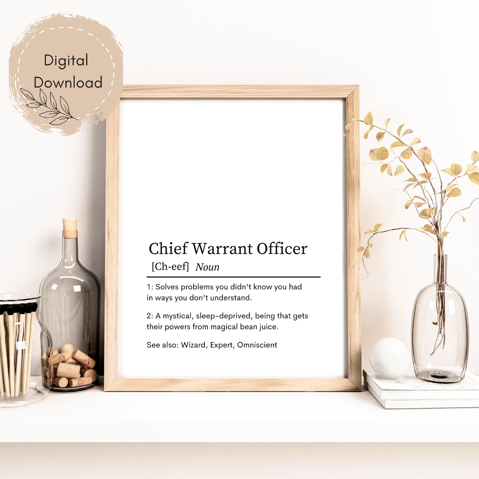 Chief Warrant Officer Definition Wall Art. Digital Printable Wall Art ...