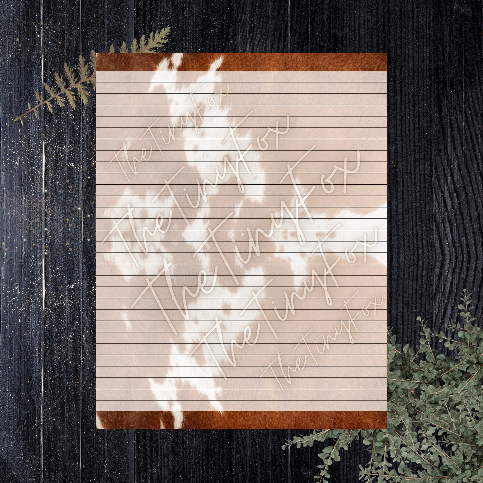 Cowhide Printable Stationary Set. Lined Printable PDF Writing Paper. US ...