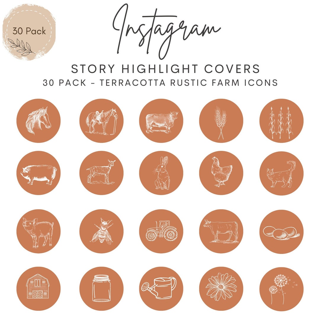 30 Terracotta Country Farm Icons. Instagram Highlight Covers. - Etsy