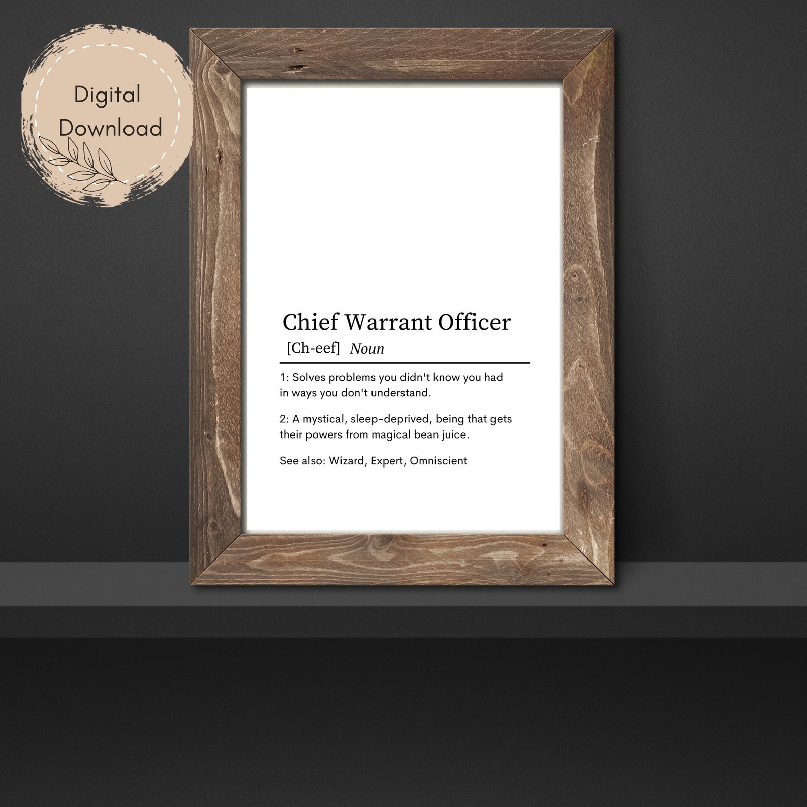 Chief Warrant Officer Definition Wall Art. Digital Printable Wall Art ...