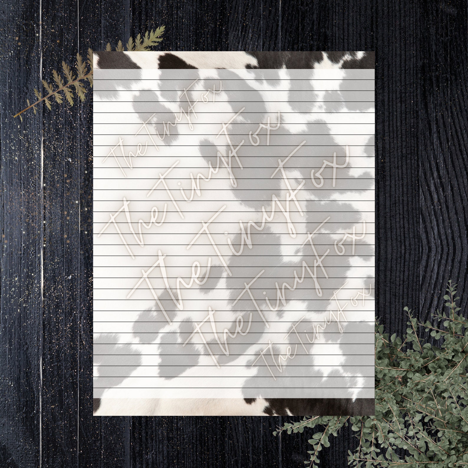Cowhide Printable Stationary Set. Lined Printable PDF Writing Paper. US ...