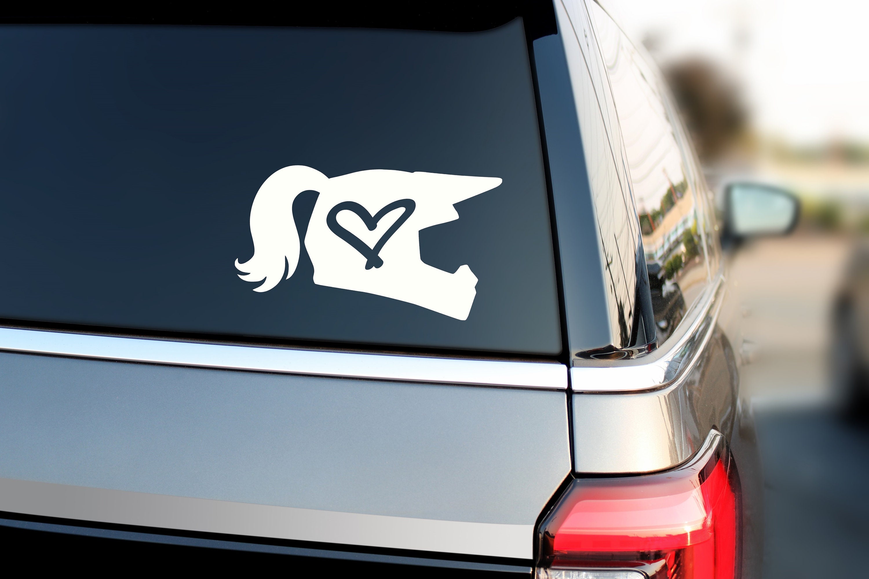 Dirt Bike Girl Decal Girl Ponytail Motorcycle Helmet Heart UTV Vinyl ...