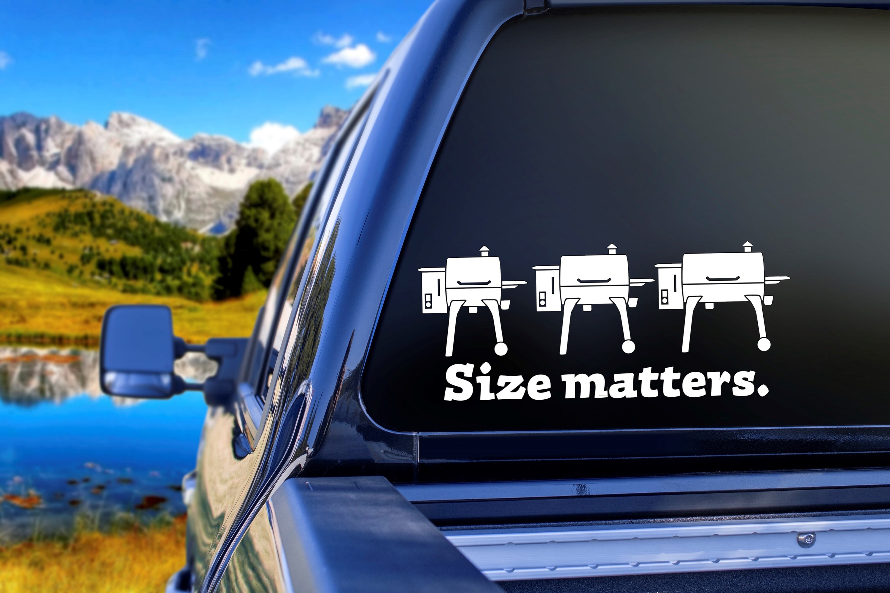 Smoker Decal Funny Size Matters. Pellet Grill Vinyl Sticker for Windows ...