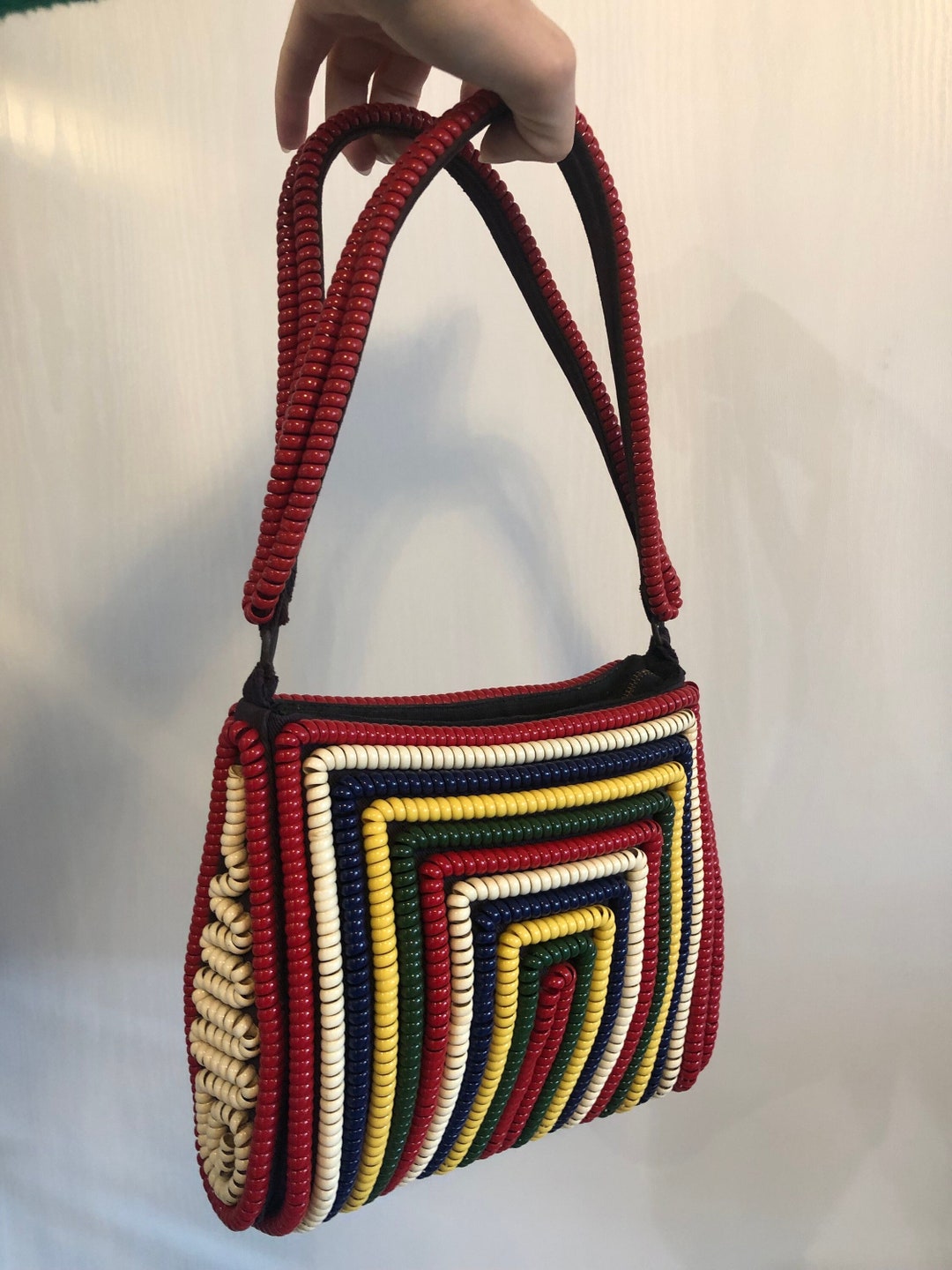 Rare American 1940s 1950s Multicolour Telephone Cord Bag Plastic Coil ...