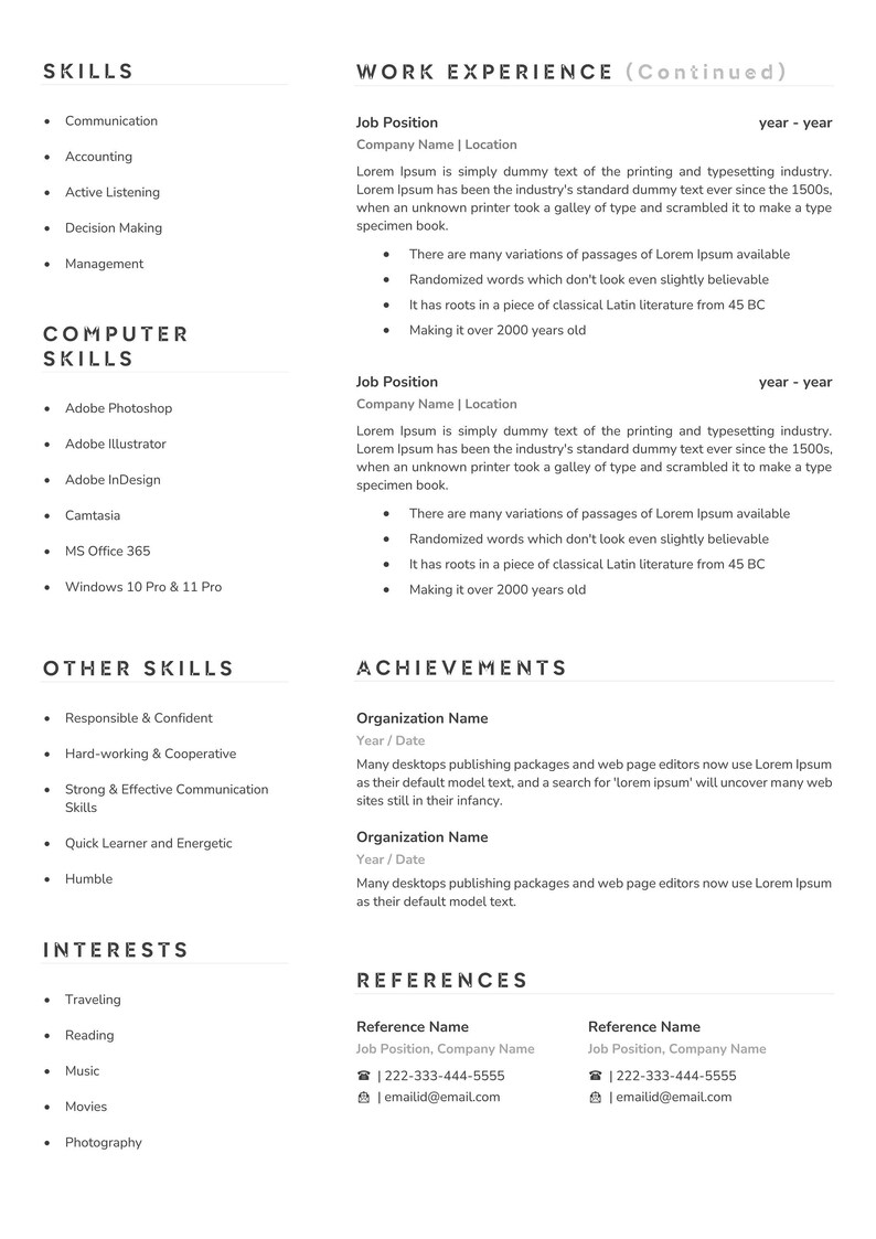 Resume Template, Word, Google Docs, Mac Pages, Professional CV Template ...