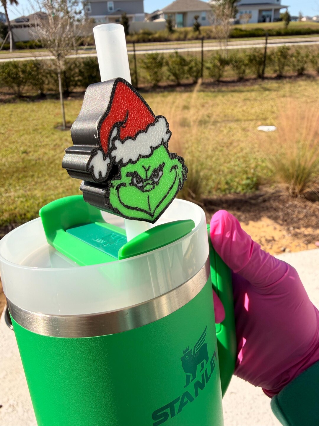 Grinch Face Straw Topper | Christmas Tumbler Accessory - Etsy