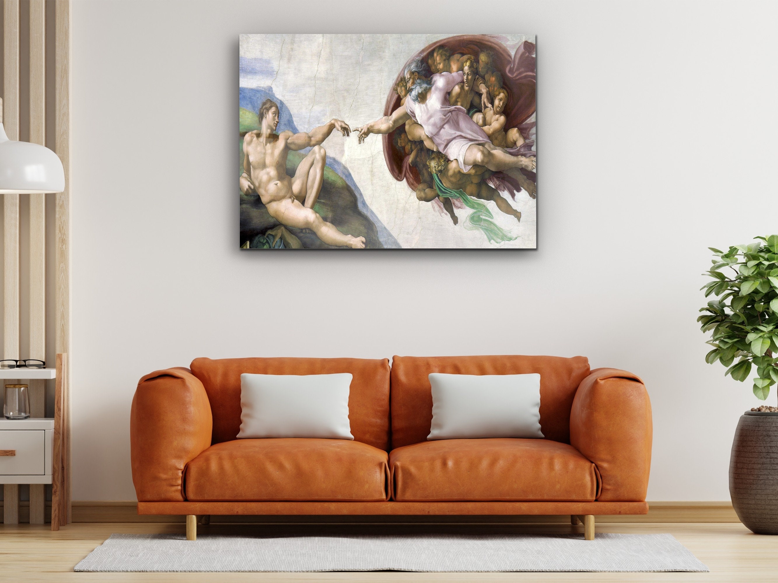 The Creation of Adam Glass Wall Art housewarming Gift Interior Design ...