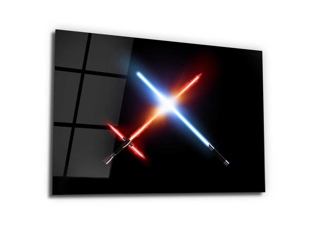 Jedi Vs Sith Lightsaber Glass Wall Art housewarming Gift Interior ...