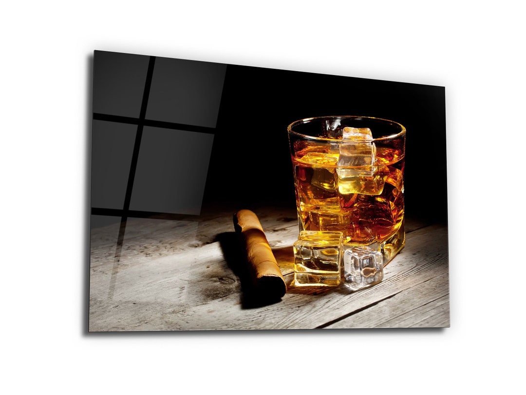 Cigar and Whiskey Glass Wall Art -housewarming Gift - Interior Design ...