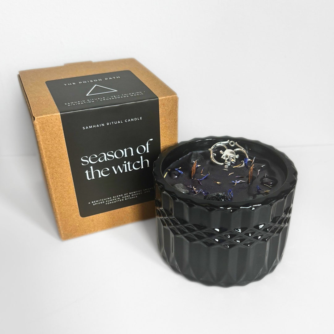 Season of the Witch: Samhain Ritual Candle Halloween Wood Wick Candle ...