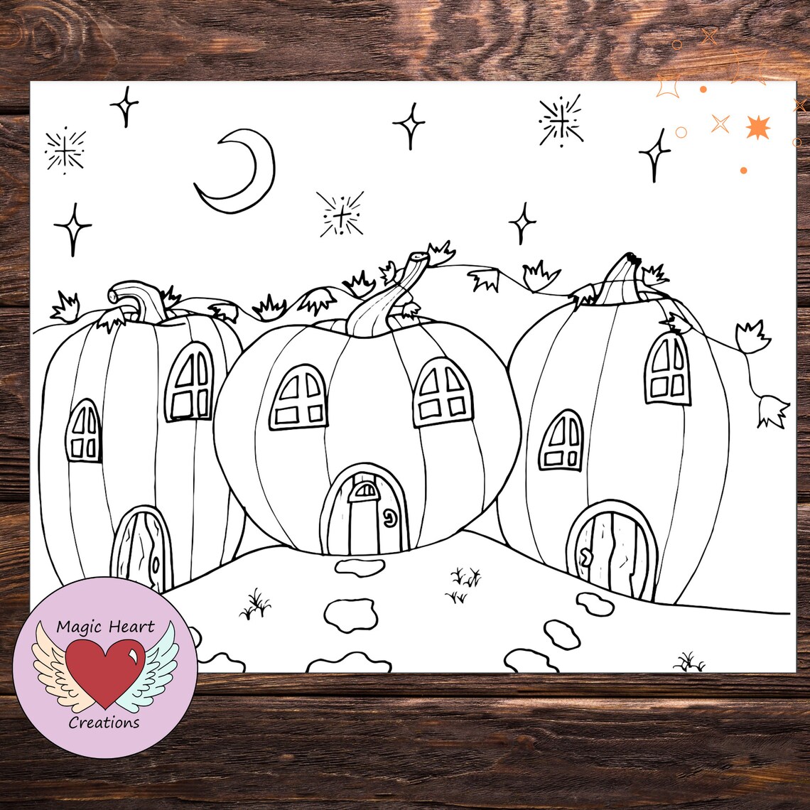 Halloween Coloring Page Printable Pumpkin Fairy Houses - Etsy