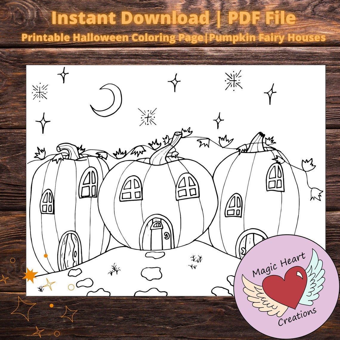 Halloween Coloring Page Printable Pumpkin Fairy Houses - Etsy
