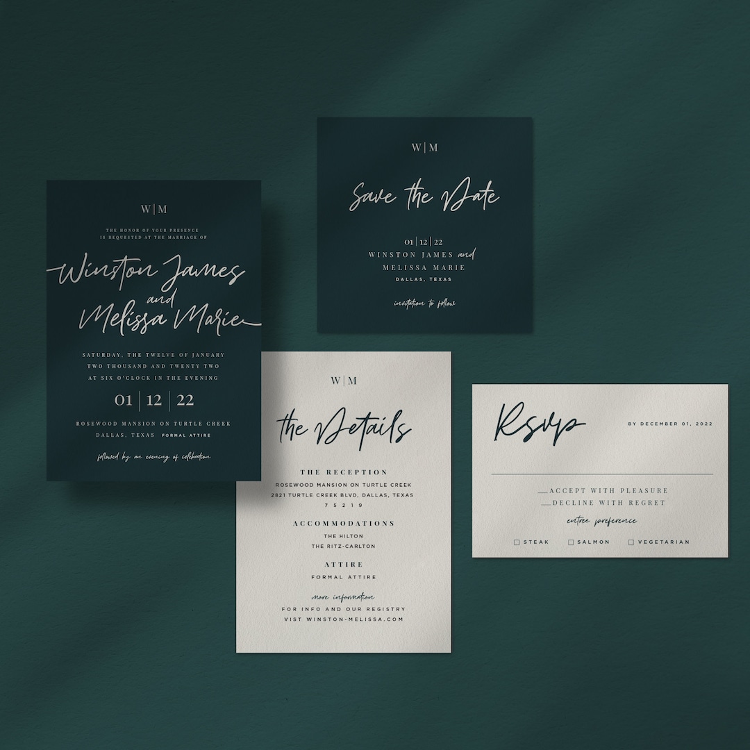 Modern Traditional Wedding Invitation Suite- Custom Design Process ...