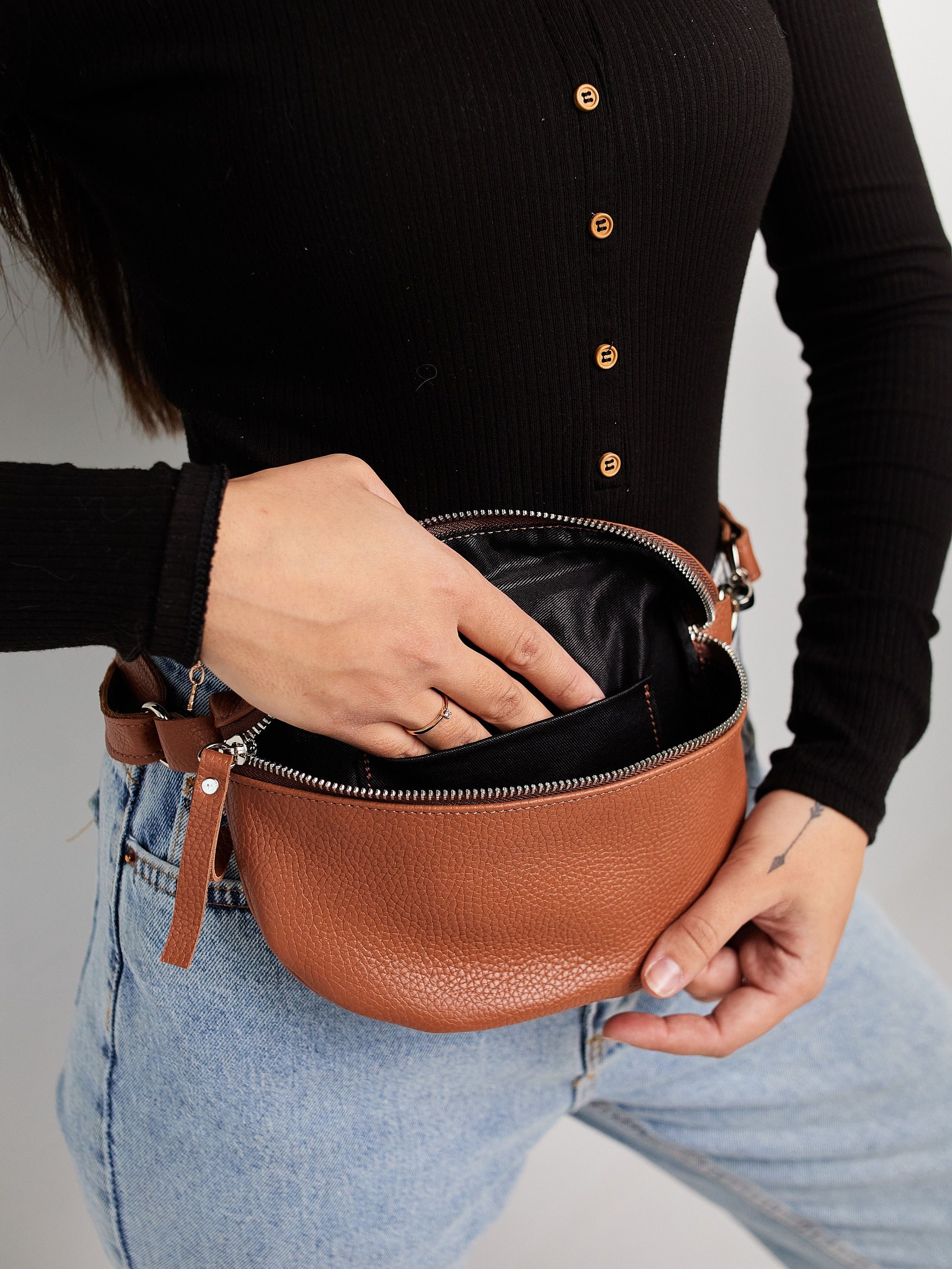 Light Leather Fanny Pack: Women's Small Crossbody Belt Bag - Etsy