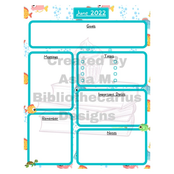 Downloadable Monthly Overview Template - Etsy
