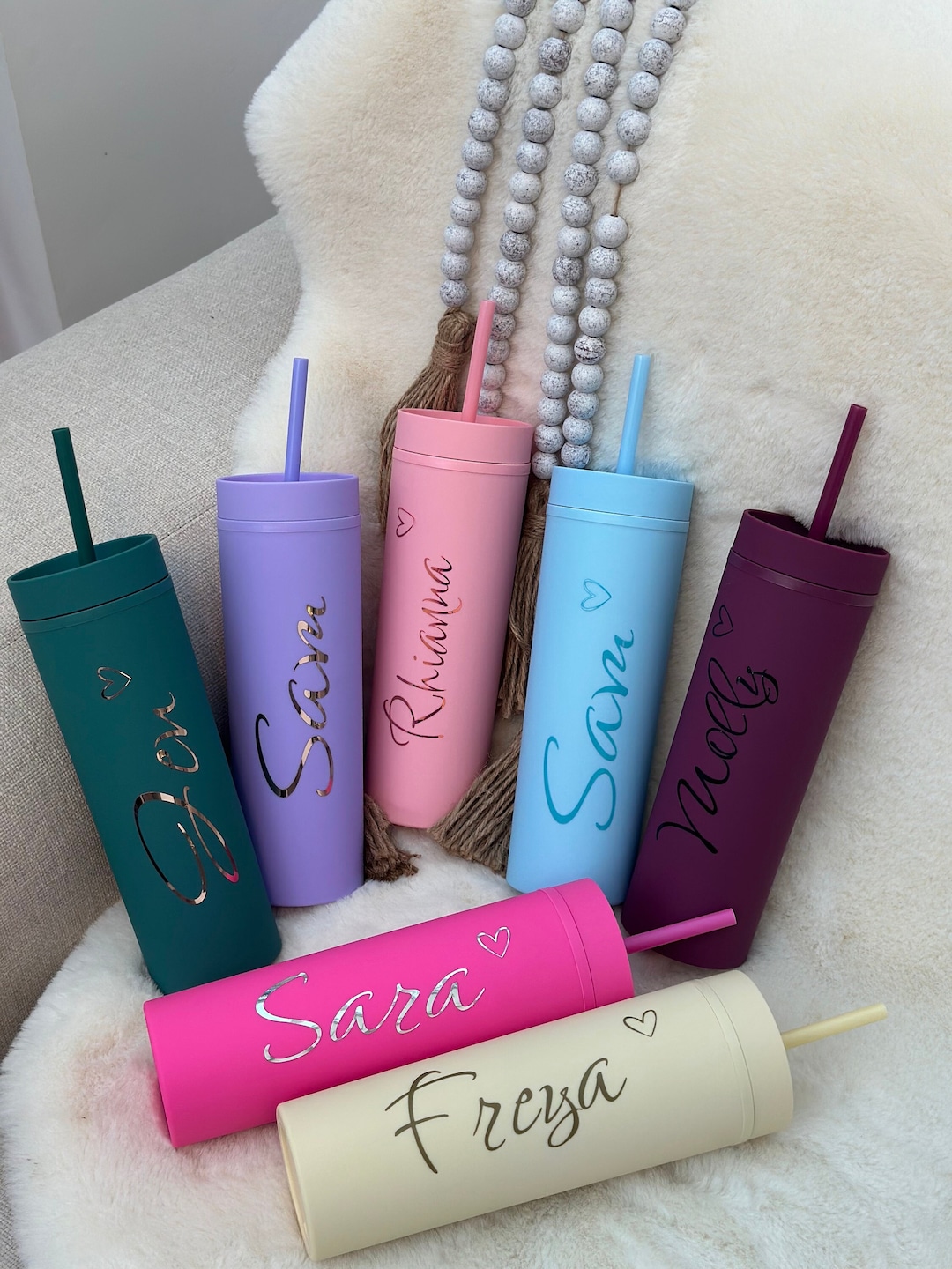 Personalised Cold Cup With Straw & Lid 16oz Skinny Tumbler Cup | Gifts ...