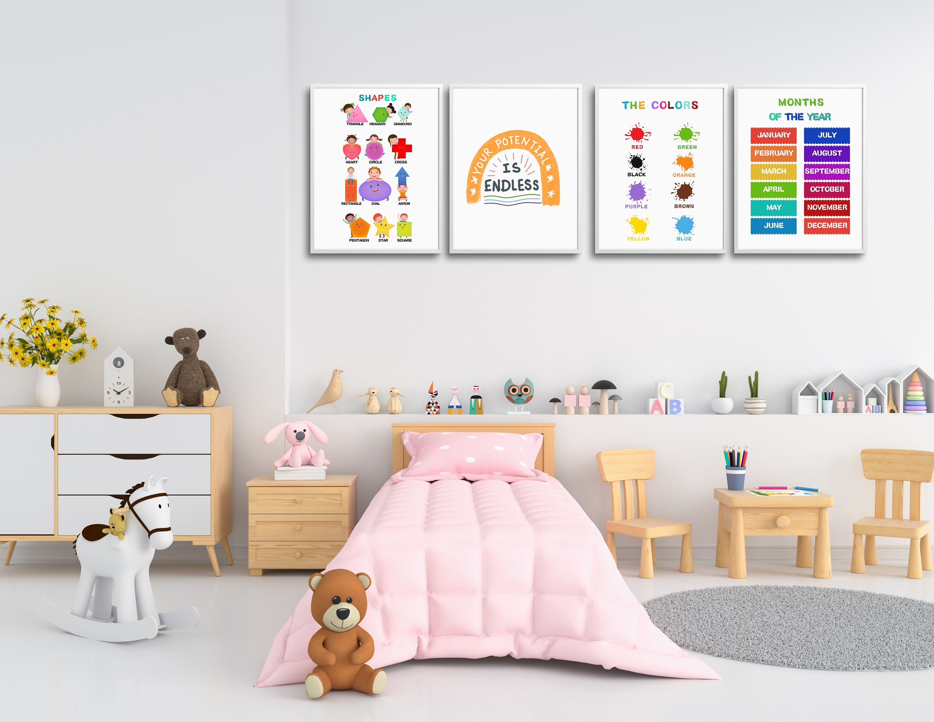 Educational Prints, Set of 12 Posters, Classroom Homeschool's Decor ...