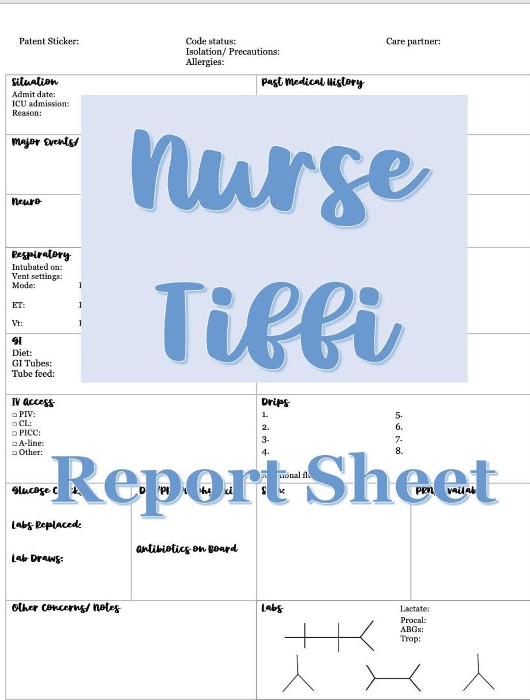 ICU Basic Report Sheet - Etsy