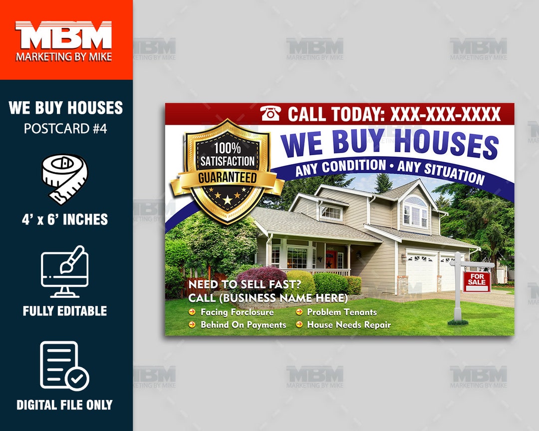 We Buy Houses Postcards Personalized Real Estate Entrepreneur Custom ...