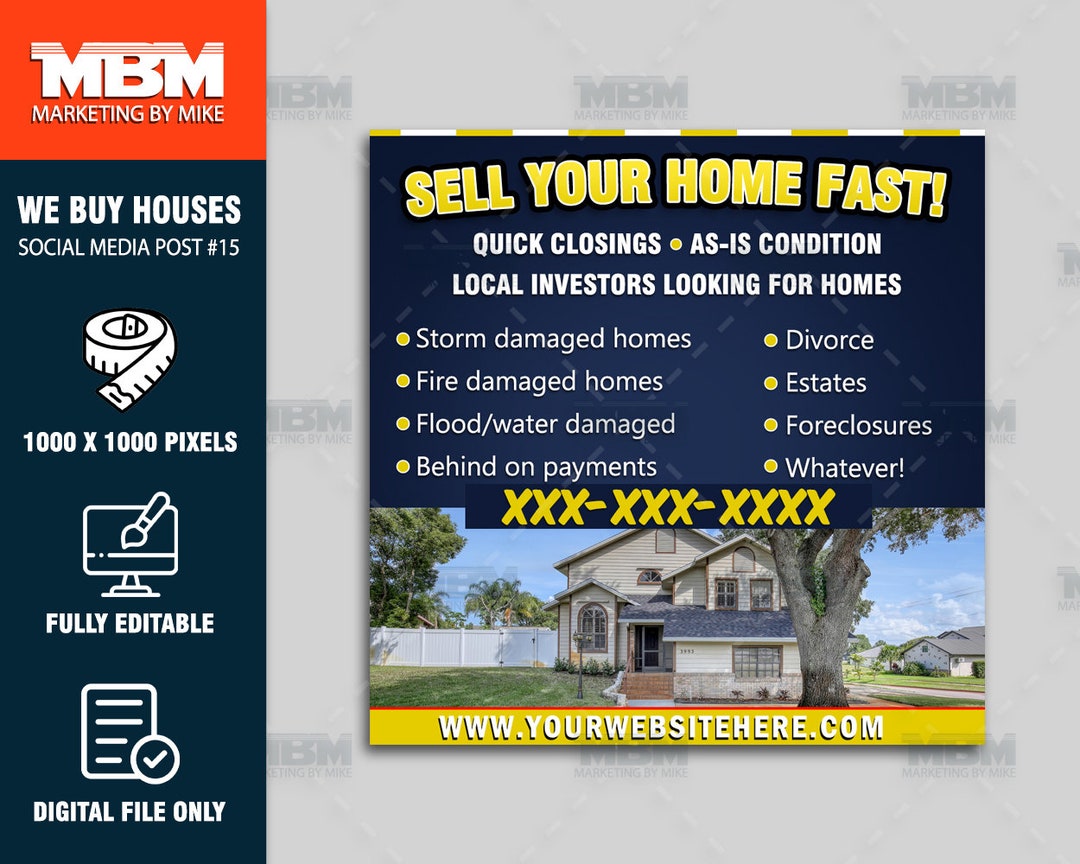 We Buy Houses Social Media Post | Personalized Real Estate Entrepreneur ...