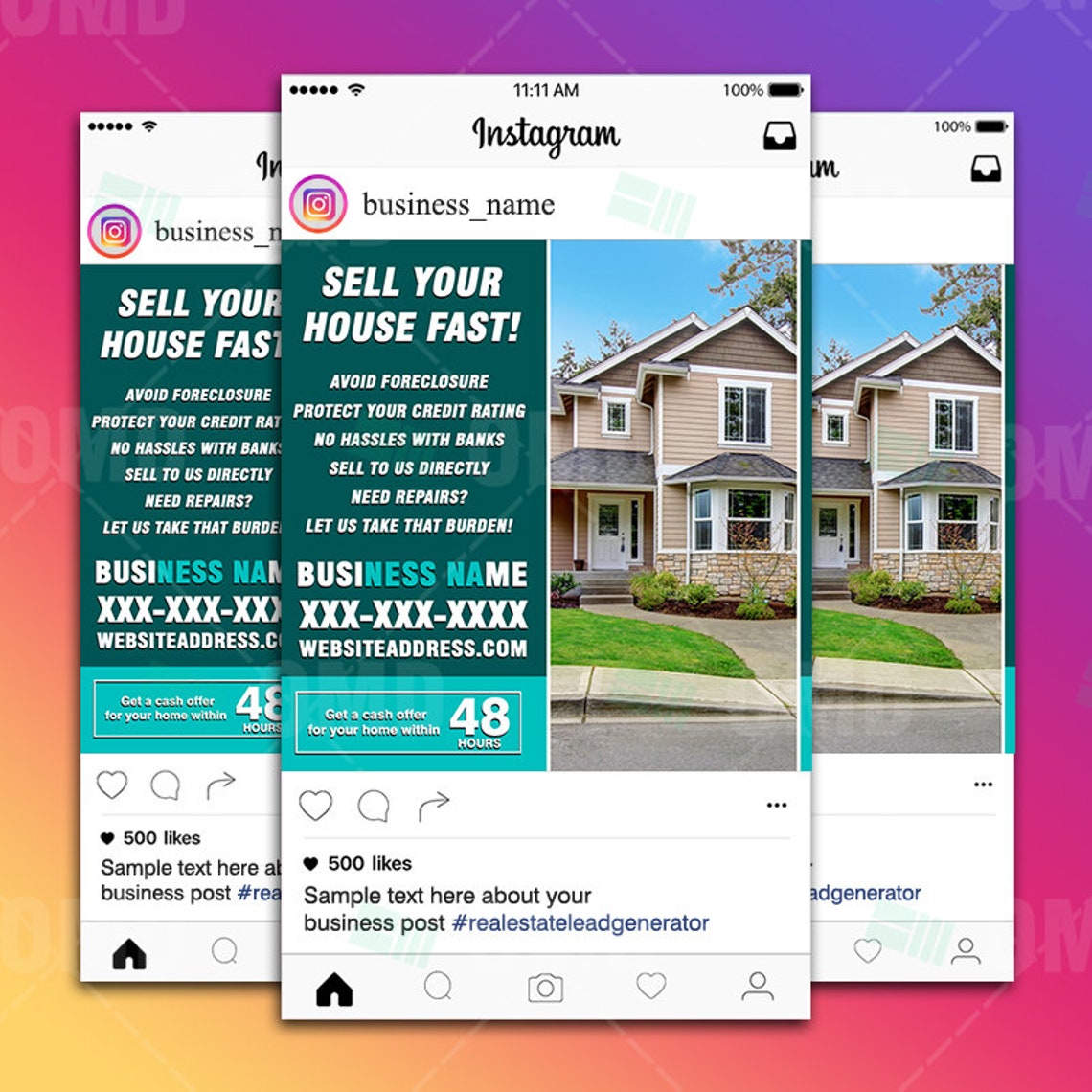 We Buy Houses Social Media Post Package | 4 Personalized Real Estate ...