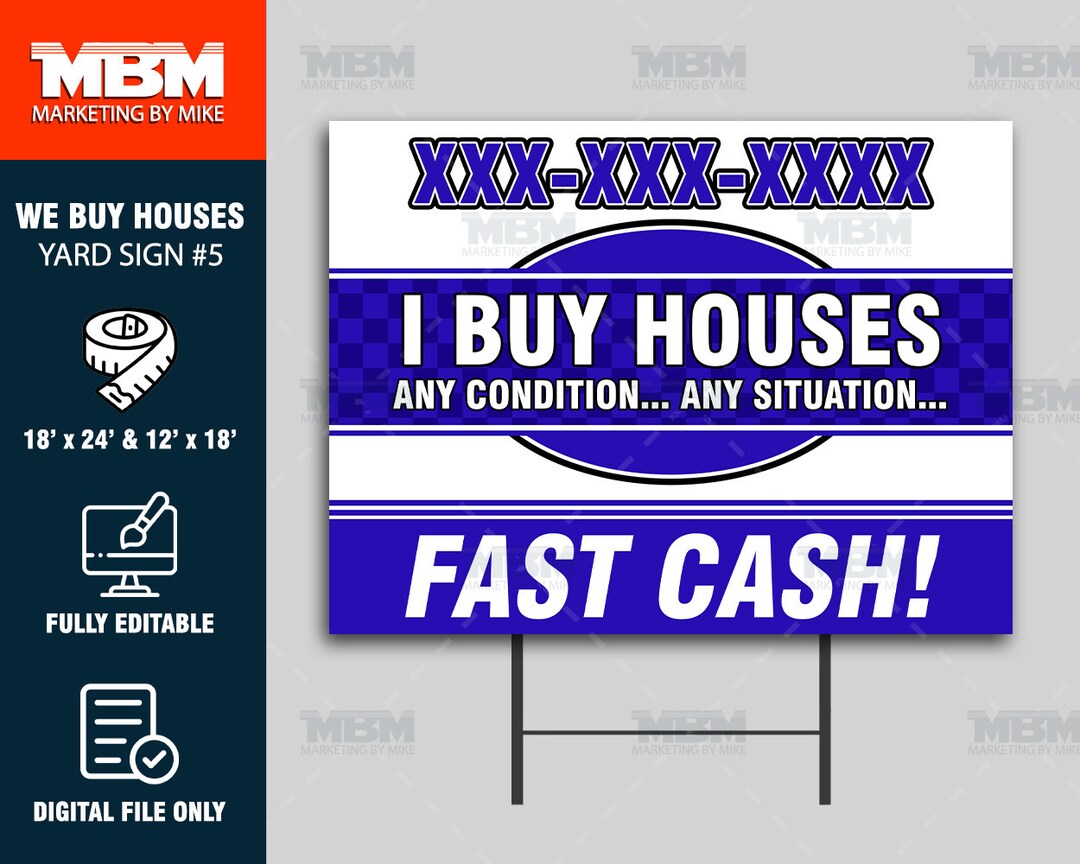 We Buy Houses Yard Signs | Personalized Real Estate Entrepreneur Custom ...