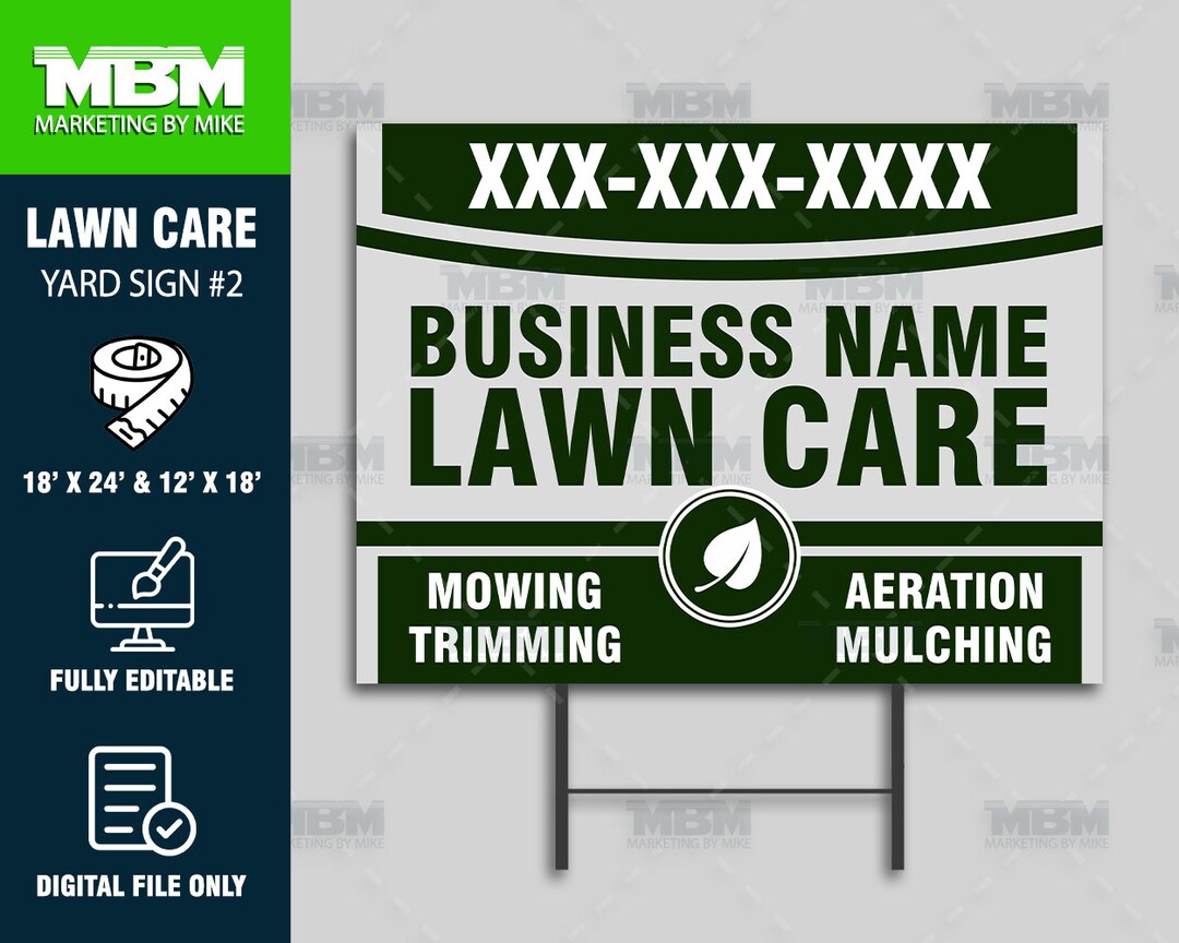 Lawn Care Yard Signs Personalized Landscaping Entrepreneur - Etsy