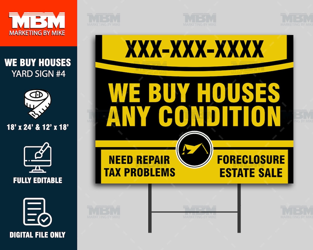 We Buy Houses Yard Signs Personalized Real Estate - Etsy