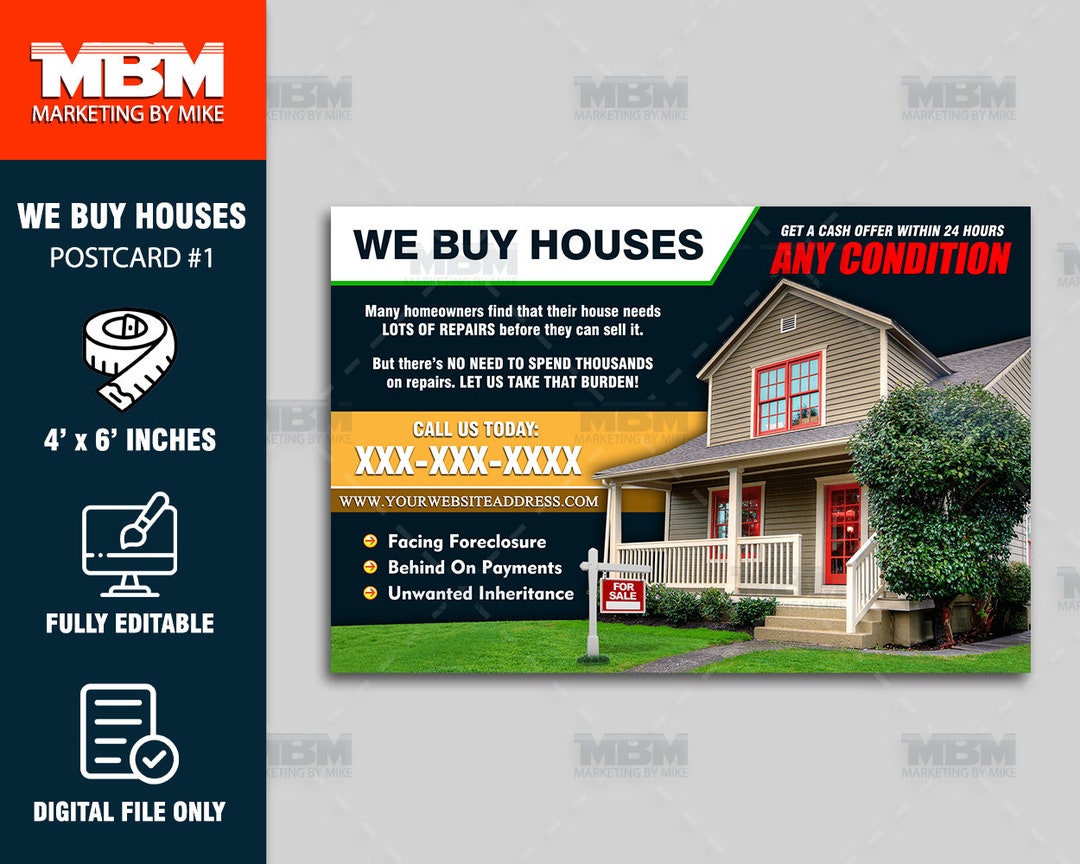 We Buy Houses Postcards Personalized Real Estate Entrepreneur Custom ...
