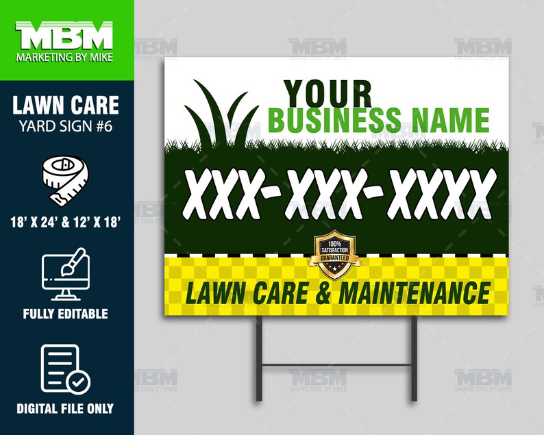 Lawn Care Yard Signs Personalized Landscaping Entrepreneur Custom Yard ...
