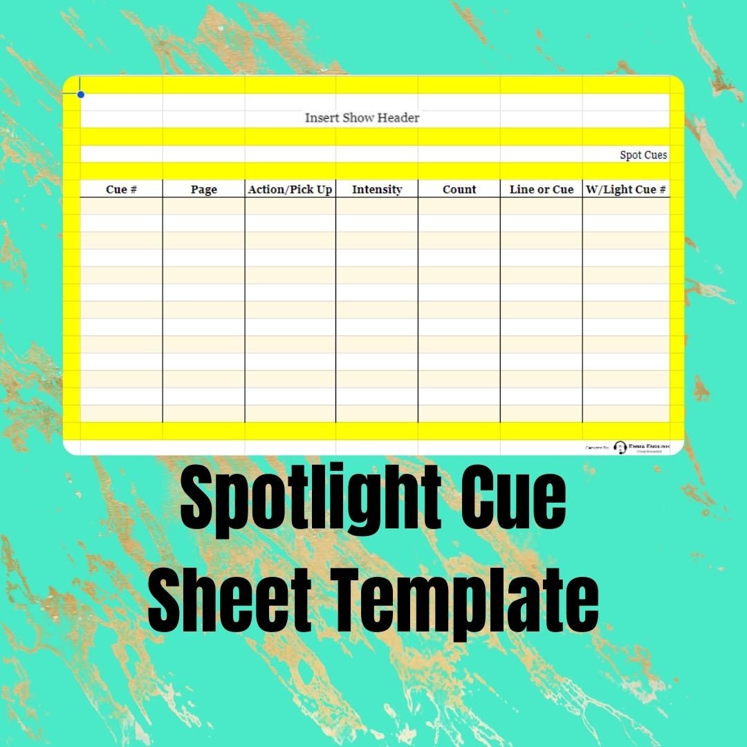 Spotlight Cue Sheet Template - Etsy