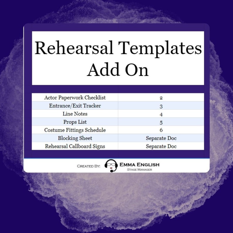 Rehearsal Templates Add On - Etsy