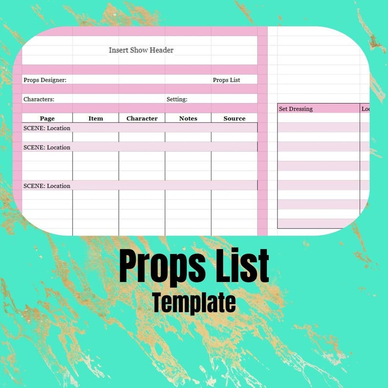 Props List Template - Etsy